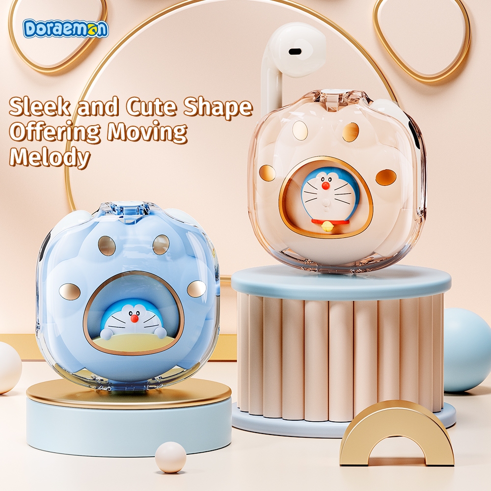 Rock Space Doraemon Cat Claw TWS Earphones Bluetooth Wireless Earbuds Smart Touch Free Lanyard ...