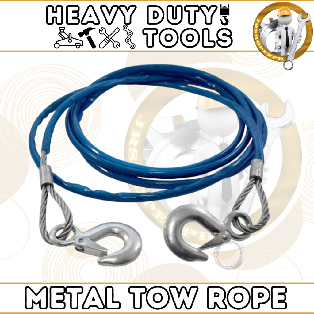 Jrshopeeph Metal Tow Rope 10mmx4M Heavy Duty Steel Wire Towing Rope 5 ...