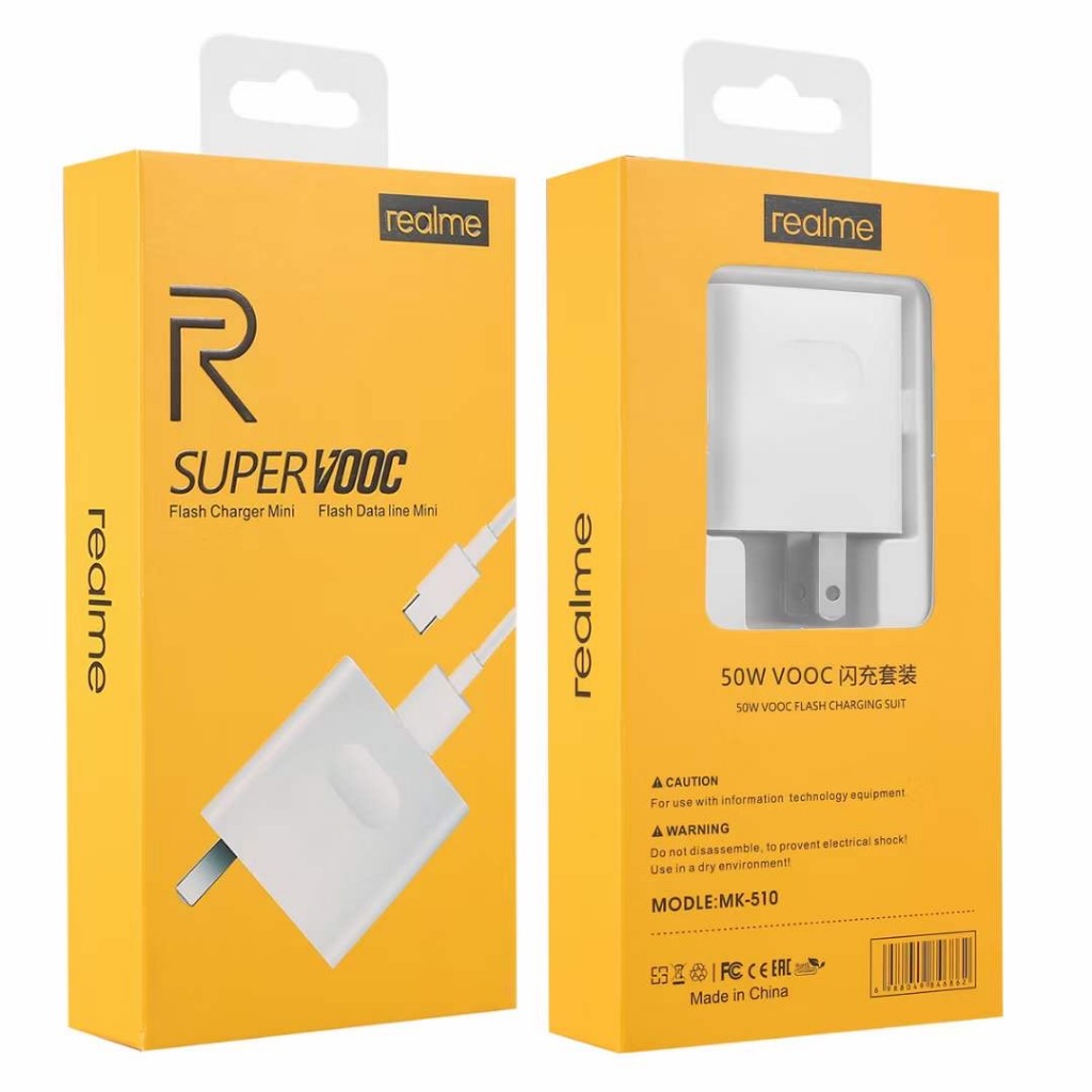 Realme Original VOOC Flash 50W Travel Charger Fast Charging Adapter ...