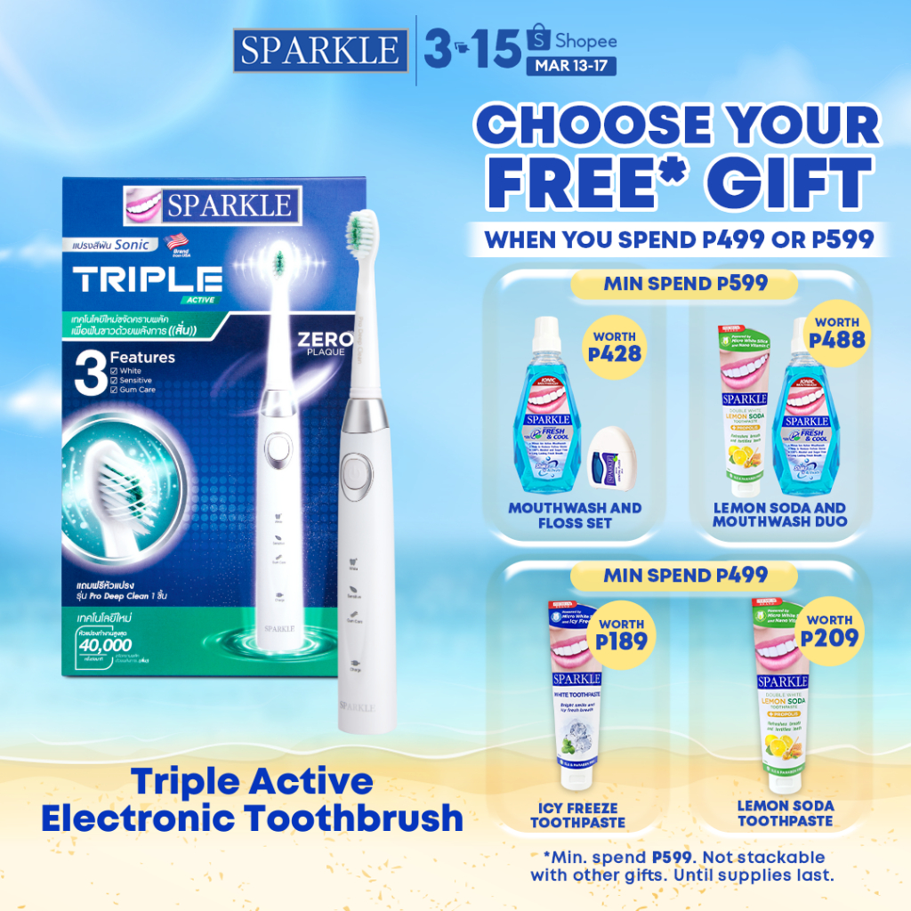 SPARKLE Triple Active Sonic Electric Toothbrush | Shopee Philippines
