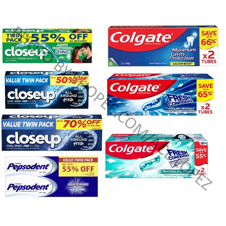 Toothpaste Twin Pack (Colgate,Pepsodent,Closeup) als21207 | Shopee ...