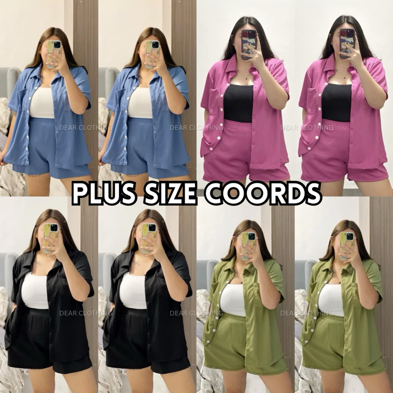 DEAR CLOTHING | BUTTON DOWN TOP AND SHORTS UPTO 3XL | Shopee Philippines