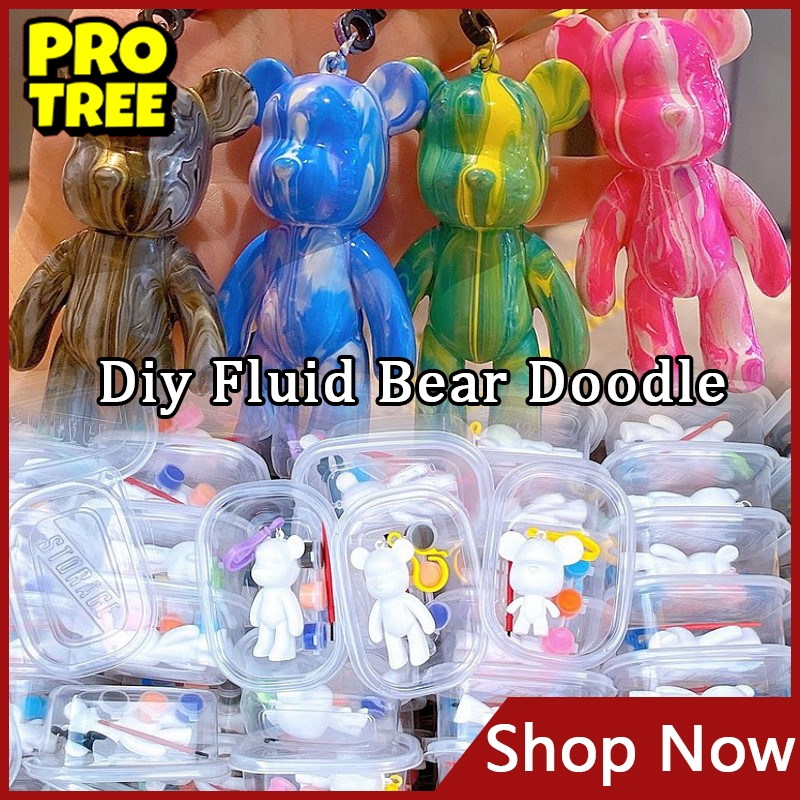 Cartoon coloring plaster Fluid Bear Keychain Children's painting ...