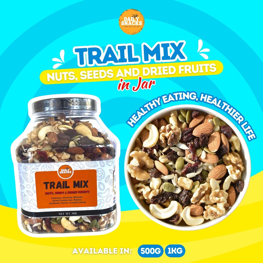 Daily Snacks Trail Mix Nuts, Seeds and Dried Fruits in Jar | Shopee ...