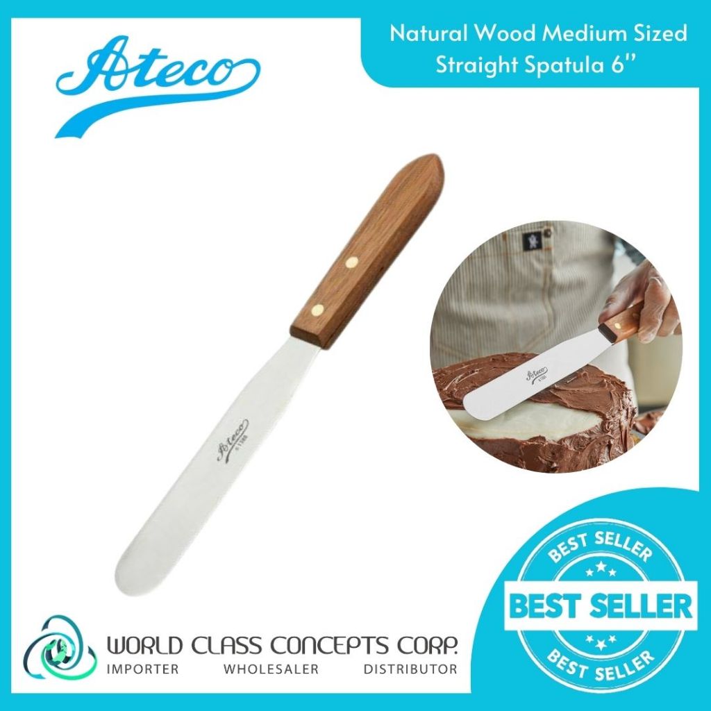 Ateco USA Natural Wood Medium Sized Straight Spatula Blade 6 inch ...