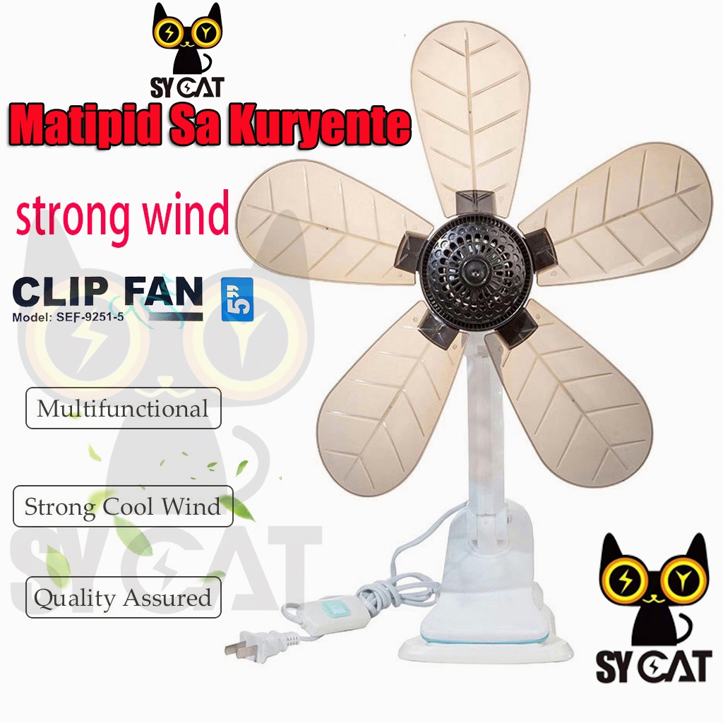 SYCAT Home Electric Fan W/ Clip, Clover Fan Anti-Heat Portable Clip ...