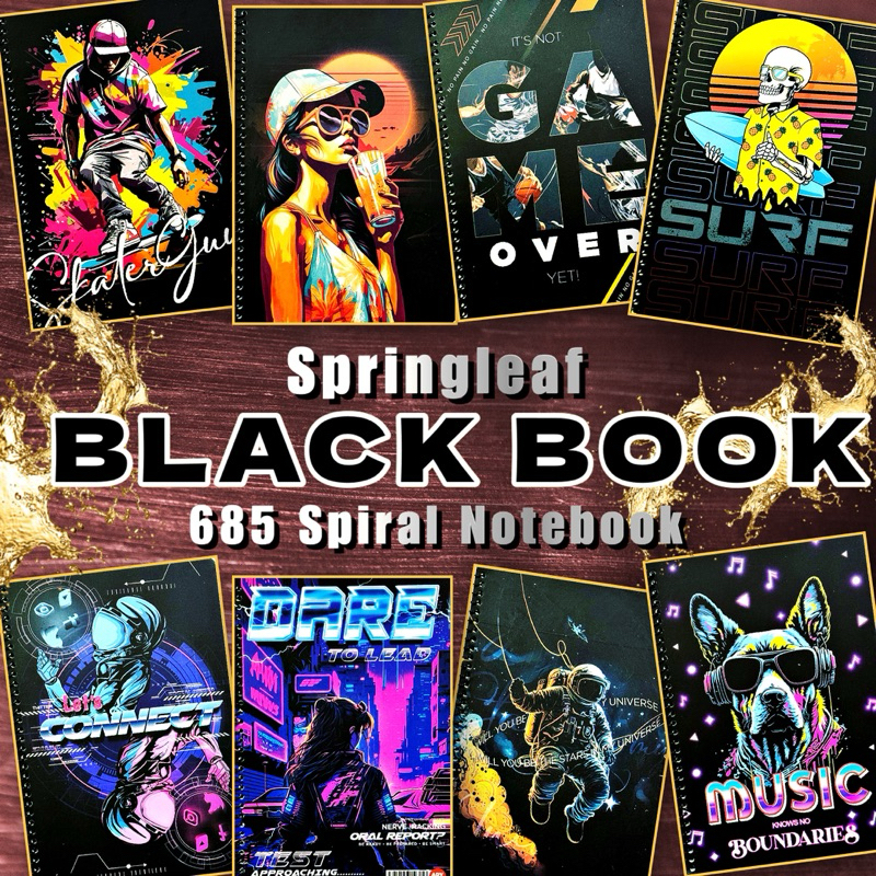 SpringLeaf Blackbook 685 Spiral Notebook single looped wire 80 leaves ...