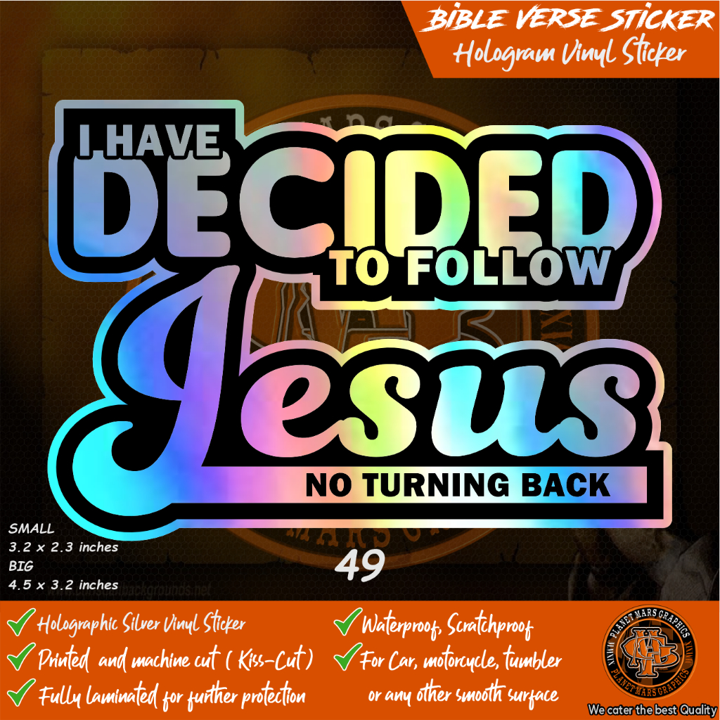 BIBLE VERSE STICKER RELIGIOUS HOLOGRAM DECAL FOR CAR MOTORCYCLE ANYWHRE ...