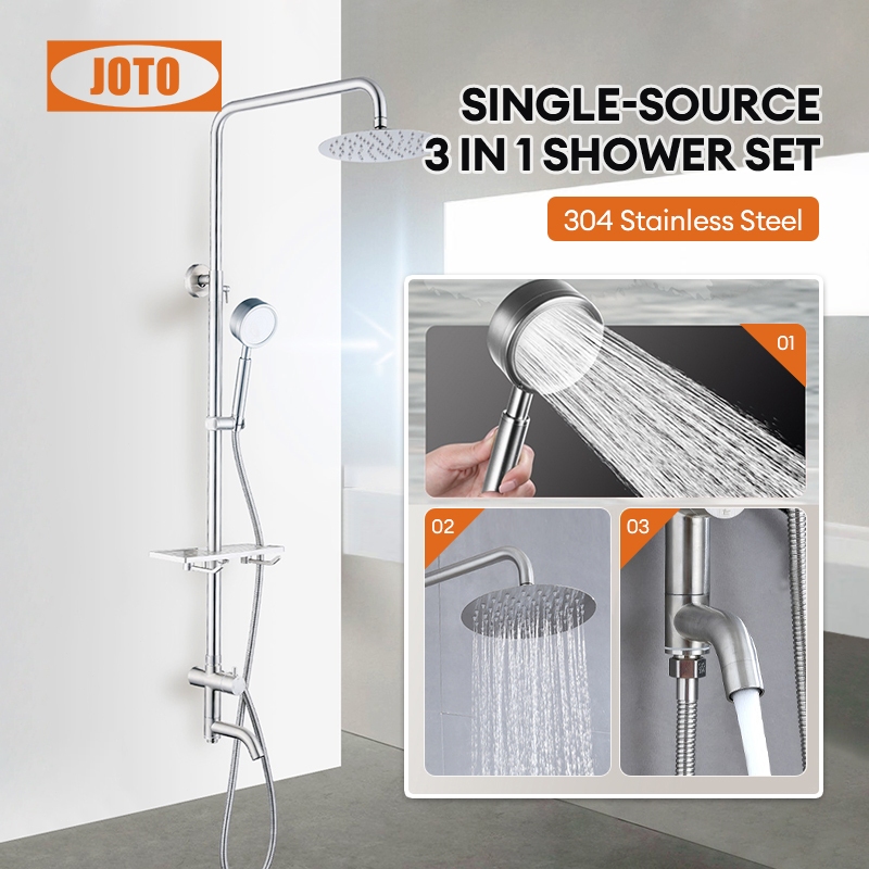 JOTO 304 Stainless Steel Single Point Shower Set with Faucet 3 way ...