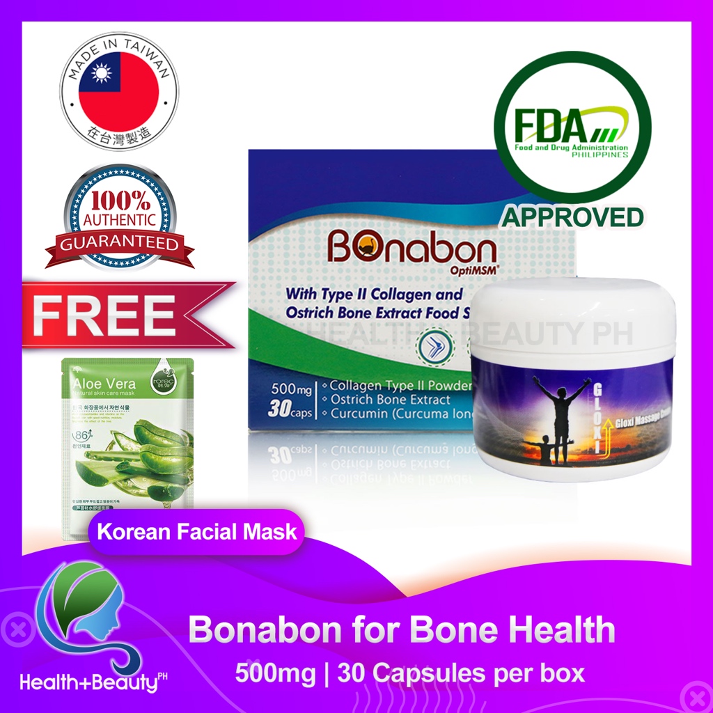Bonabon Bone Health with Type II Collagen 500mg 30 Capsules FREE W-II ...