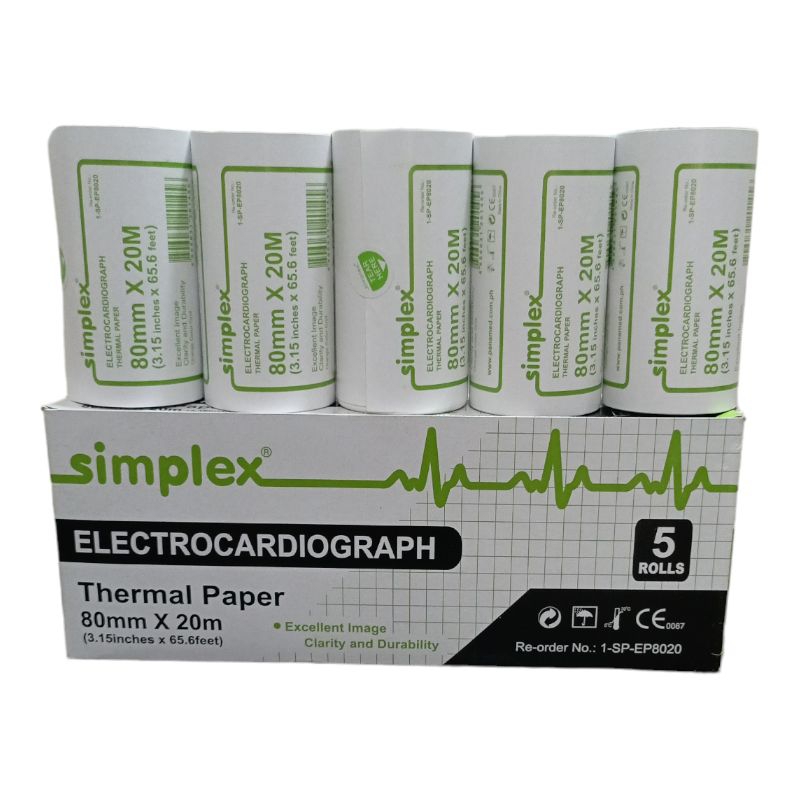 Simplex Electrocardiograph Thermal Paper/ ECG Paper 80mm X 20m | Shopee ...