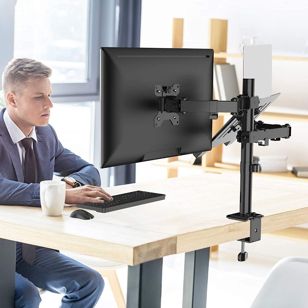 Laptop Mount Adjustable Monitor Arm Mount Dual Monitor Mount With C ...