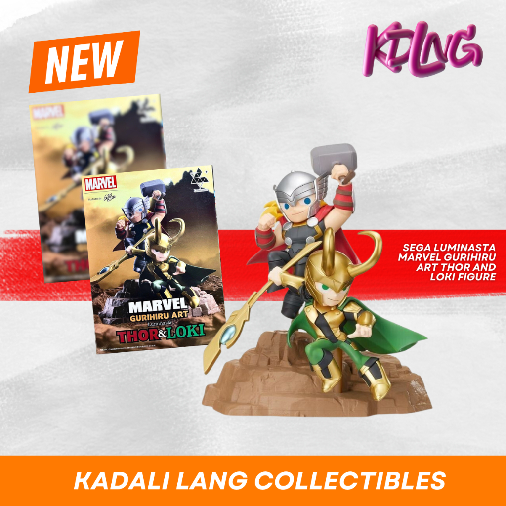 AUTHENTIC SEGA Luminasta - MARVEL GURIHIRU ART -Thor and Loki Figure ...