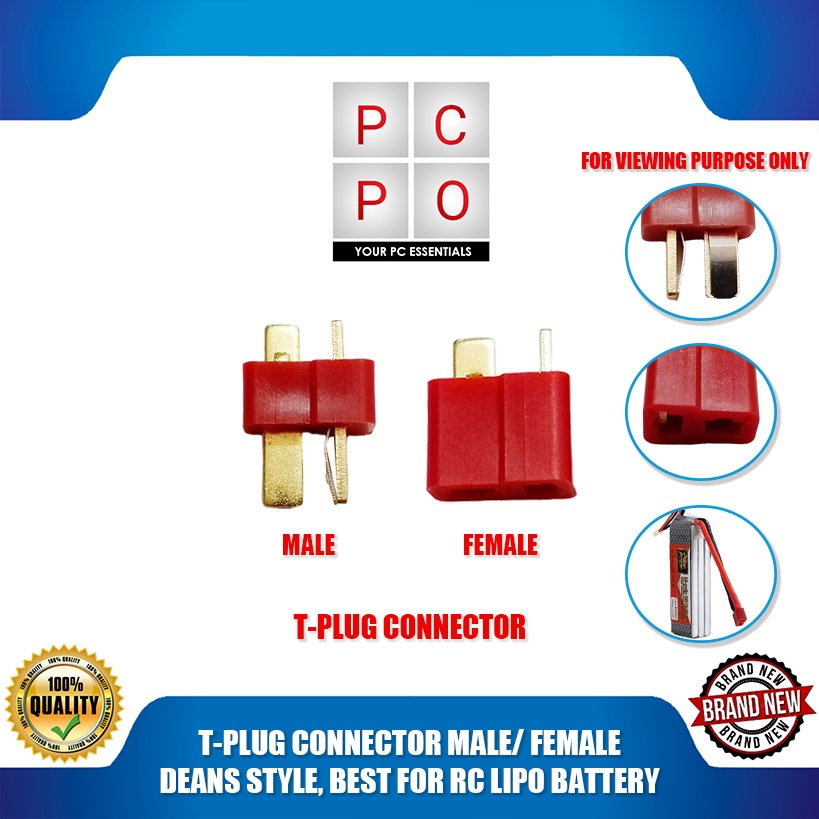 PC PO T-PLUG CONNECTOR MALE/ FEMALE DEANS STYLE, BEST FOR RC LIPO ...