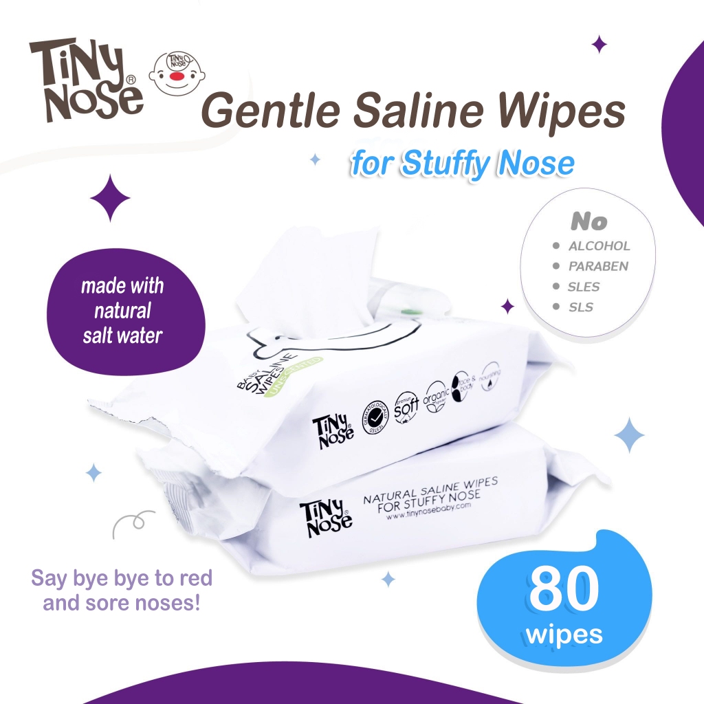 Tiny Nose Natural Saline Baby Wet Wipes - Dissolves and Clears Nasal ...