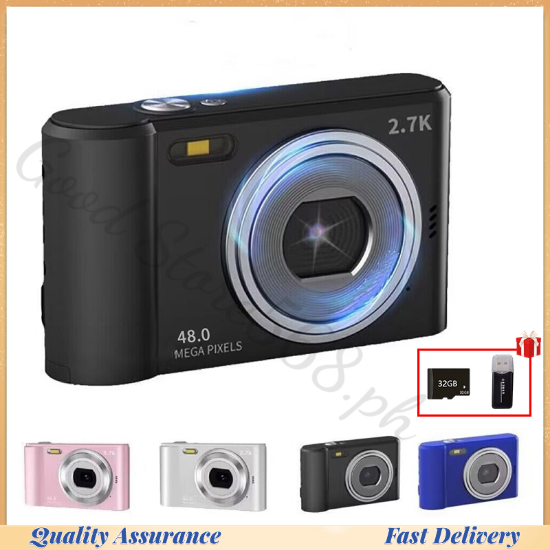 32GB 48MP Small Portable Digital Camera 2.7K IPS Screen 8X Zoom Face ...