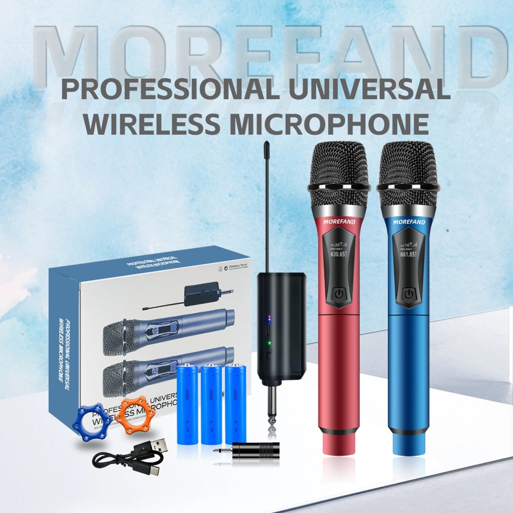 108V2 Rechargeable microphone Wireless microphone Portable mic Dual ...