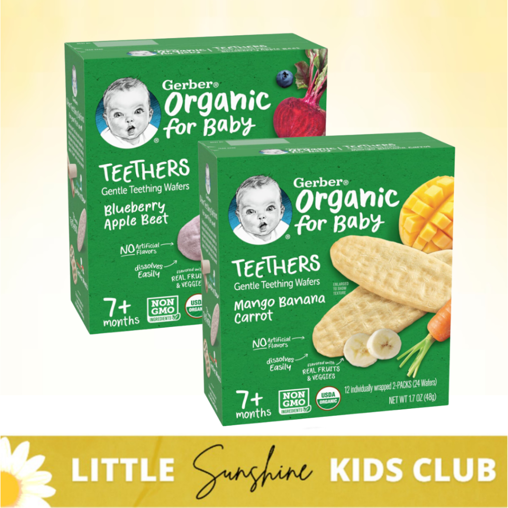 Little Sunshine | Gerber, Organic for Baby, Gentle Teething Wafer, 7 ...