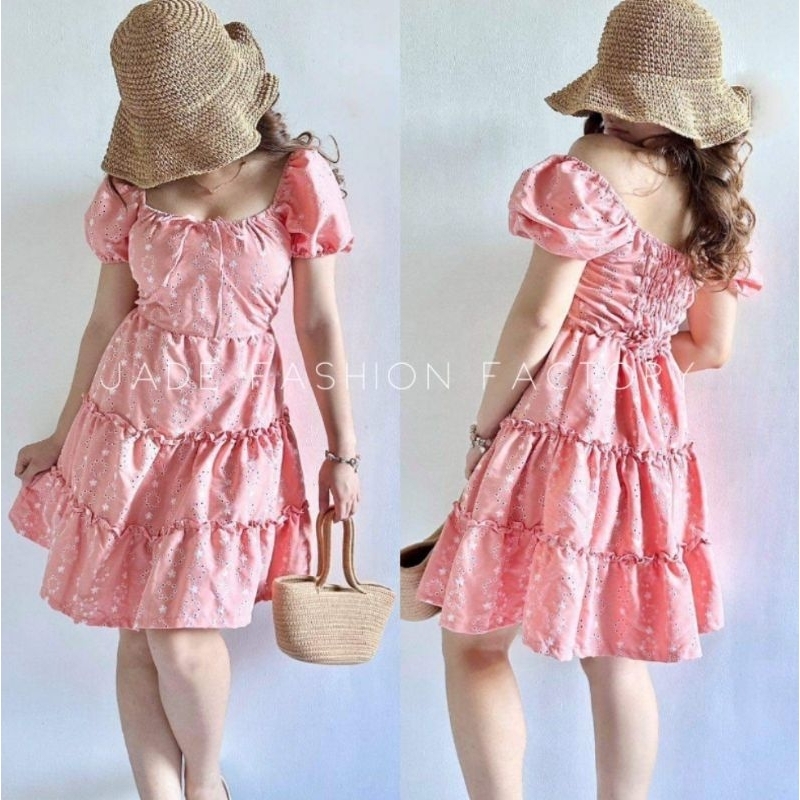 LIZA EYELET LAYER DRESS - Smocking Back | Shopee Philippines