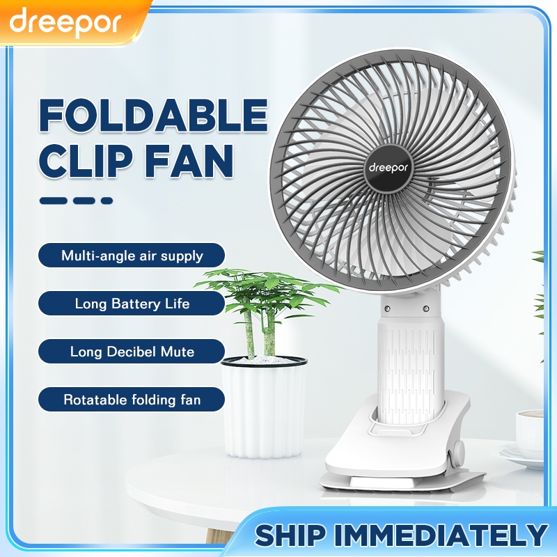 Dreepor Rotary Fan Portable Mini Fan Foldable Silent Clip Mini Fan ...
