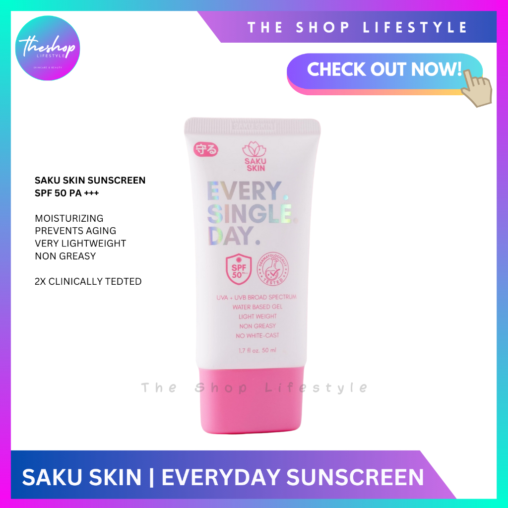 SAKU SKIN SUNSCREEN Every Single Day Sunscreen SPF 50 PA+++ UVA UVV ...