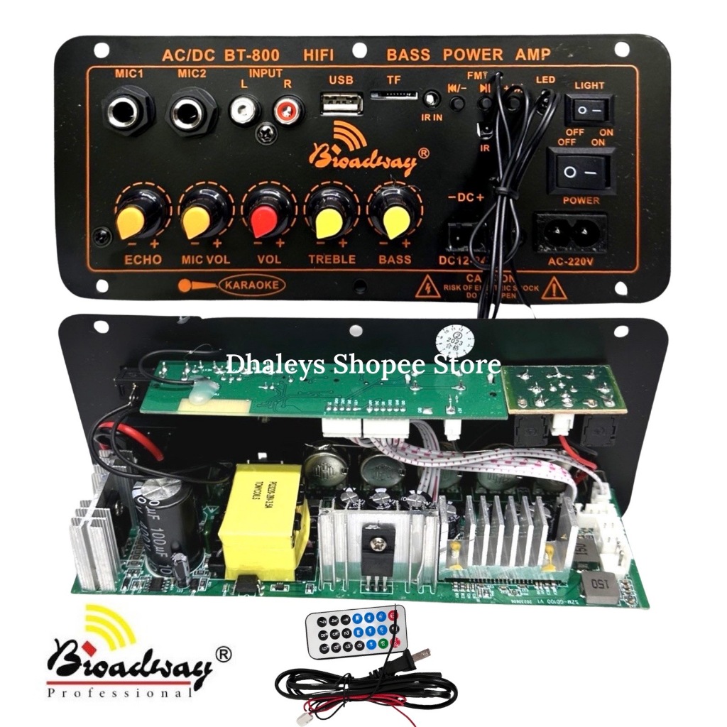 Original Broadway BT-800 Amplifier Kit with BT/FM/USB and 2 Mic Input ...