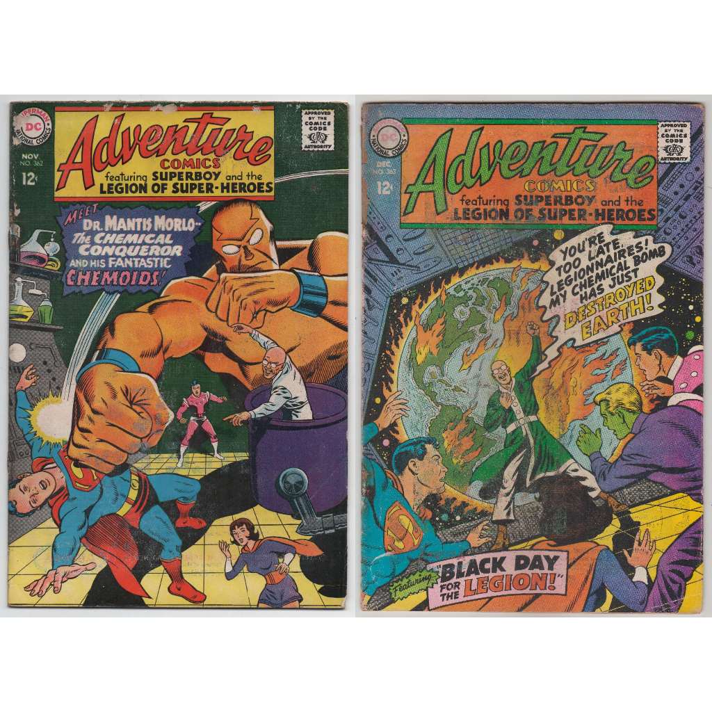 Adventure Comics 362-363 set (1967) Dr Morlo arc. Superboy, Legion of ...