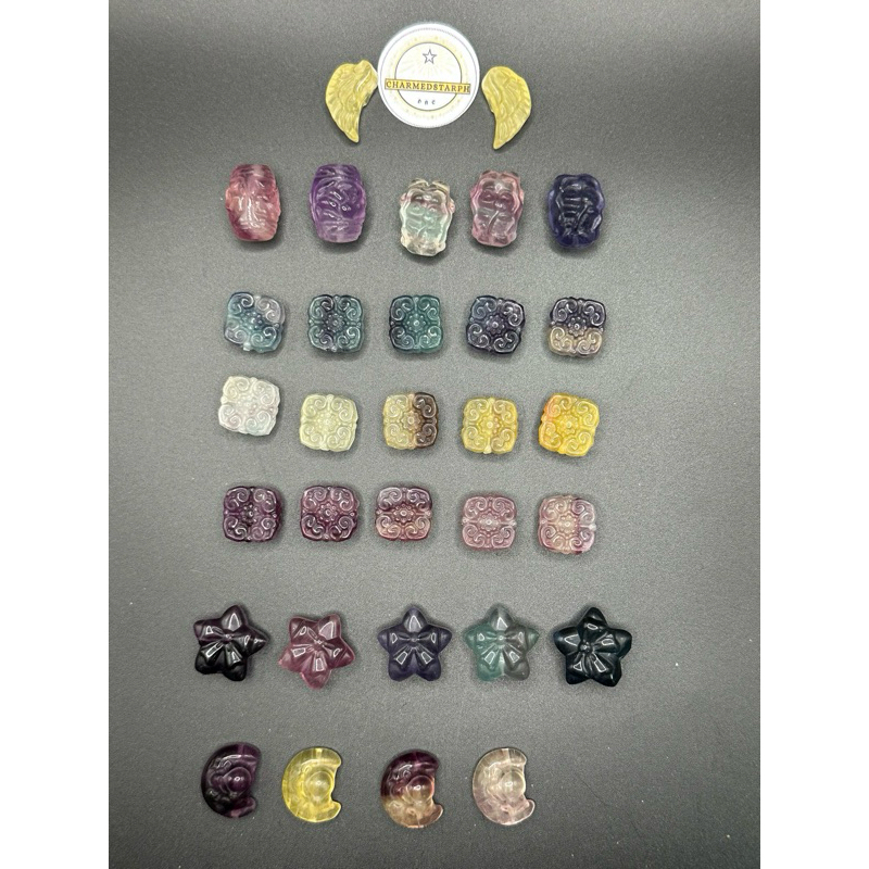 RESTOCK ONHAND Fluorite Bracelet Charm Star Moon Barrel Ribbon | Shopee ...