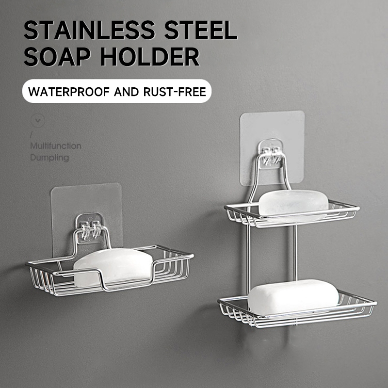 1/2 Layer Stainless Steel Soap Rack Wall Mounted Soap Holder Soap Box ...