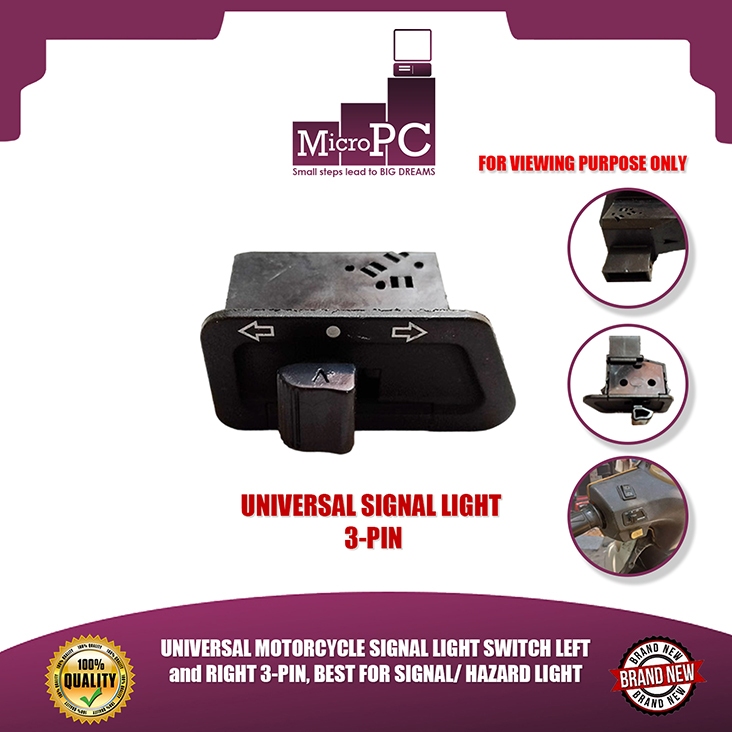 MICRO PC UNIVERSAL MOTORCYCLE SIGNAL LIGHT SWITCH LEFT and RIGHT 3-PIN ...