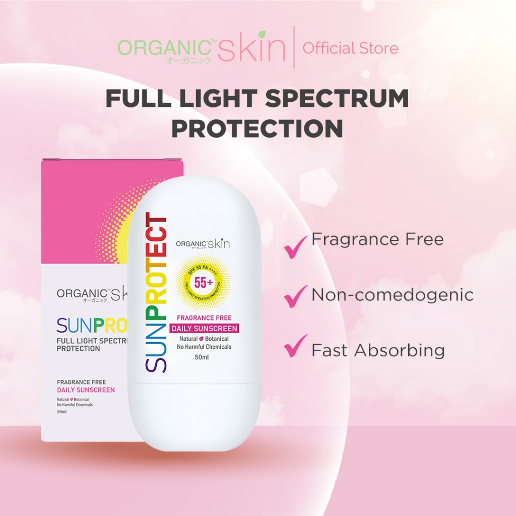 Organic Skin Japan Sun Protect Daily Sunscreen 50ml SPF 55 Sunblock All ...