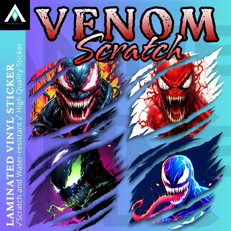 VENOM PREMIUM SCRATCH DESIGN LAMINATED VINYL STICKERS ~ ANIMEHOLIC ...