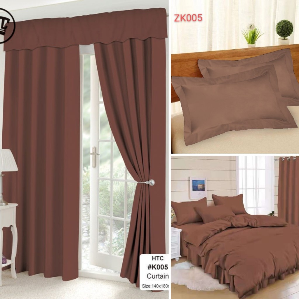 Brown Plain Curtain Same Design Kurtina Curtain for Windows No Ring ...