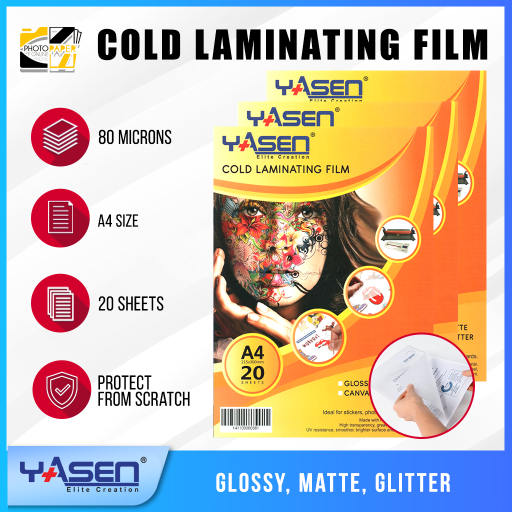 Yasen Cold Laminating Film Photo Top A4 80 Microns Glossy | Matte ...