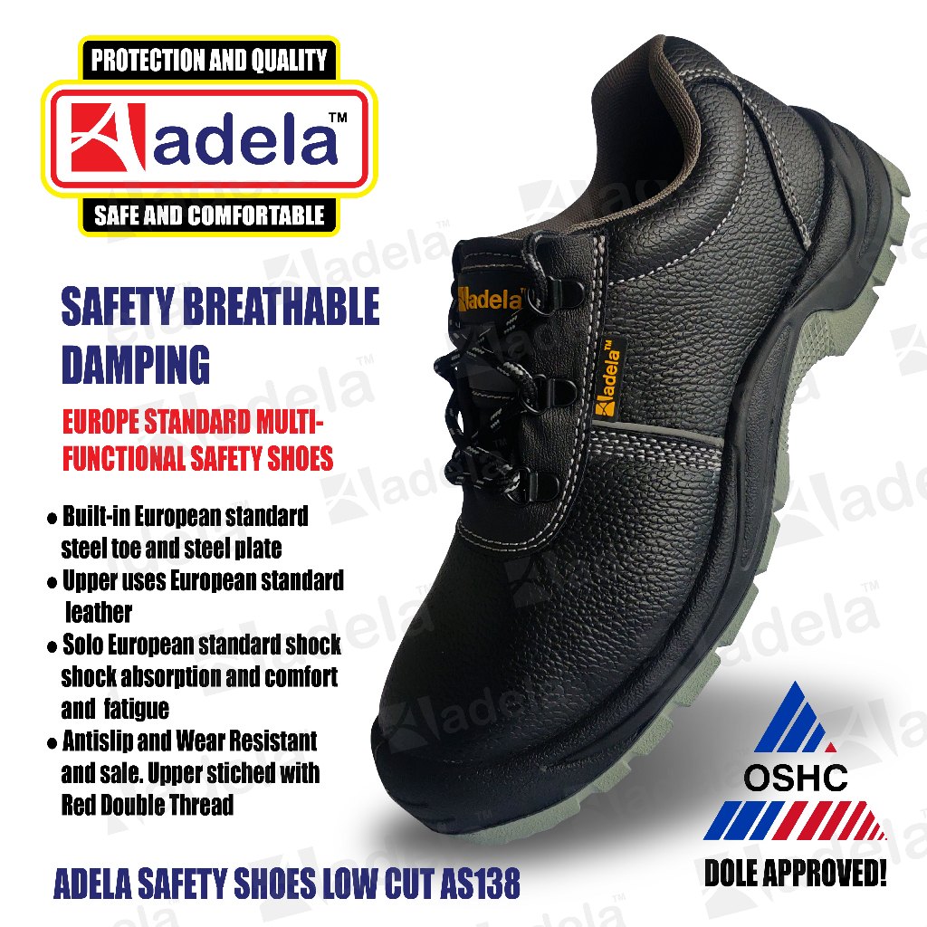 Adela Low Cut Steel Toe Safety Shoes New Improved AS 138 WITH OSHC ...
