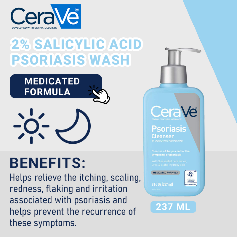 CeraVe Psoriasis Cleanser Salicylic Acid Cleanser Exfoliating Ceramide ...