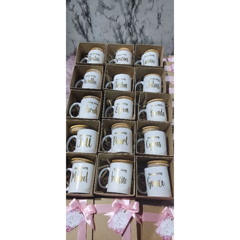 Personalized Ceramic Mug with Lid/15 sets | Shopee Philippines