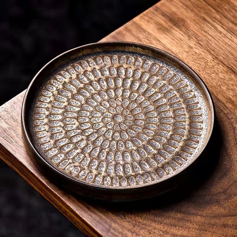 Handcrafted Retro Ceramic Plate Round Vintage Storage Fruits Bread Tea ...