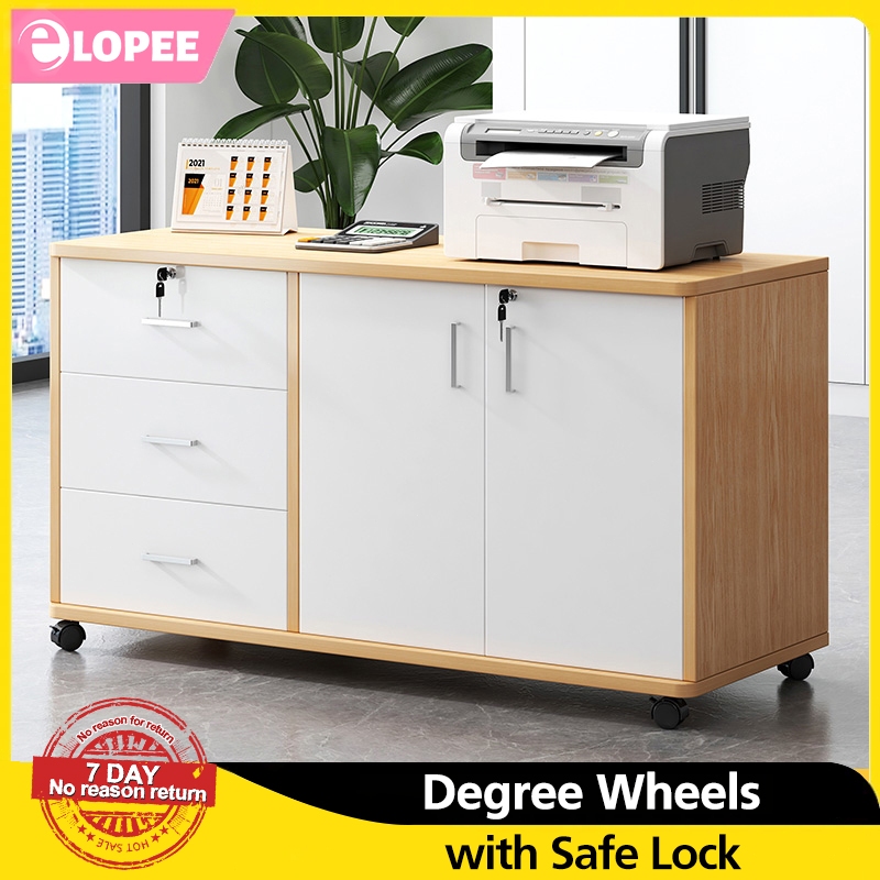 File Cabinet with Lock Wooden Locker Data Storage Cabinet Drawer ...