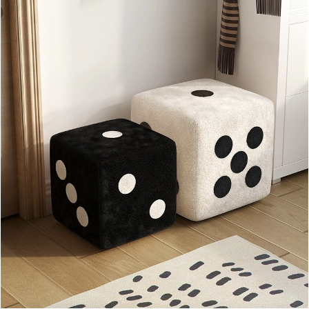 Lamb's Wool Dice Stool Children's Creative Low Stool Solid Wood Shoe ...