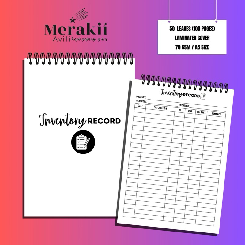 INVENTORY RECORD NOTEBOOK | A5 | 50 LEAVES (100pages) | Shopee Philippines