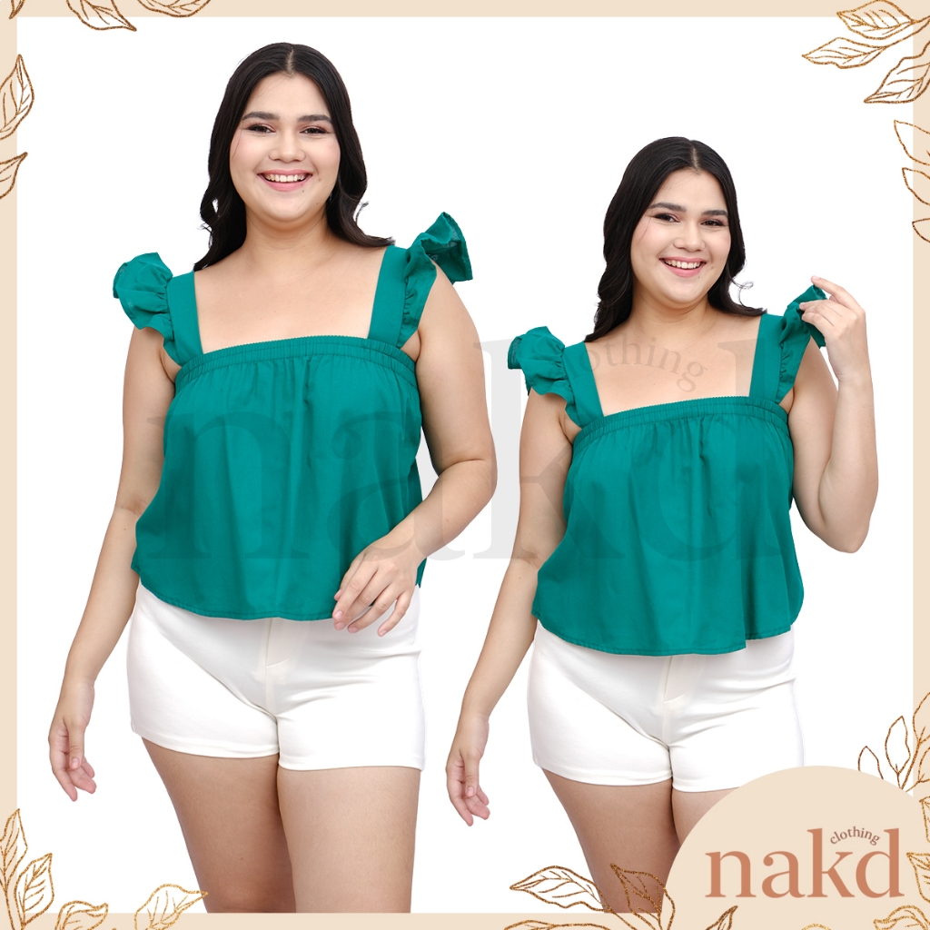 NAKD FASHION PLUS SIZE ABBY RUFFLE SLEEVES SEXY SUMMER COTTON LINEN ...