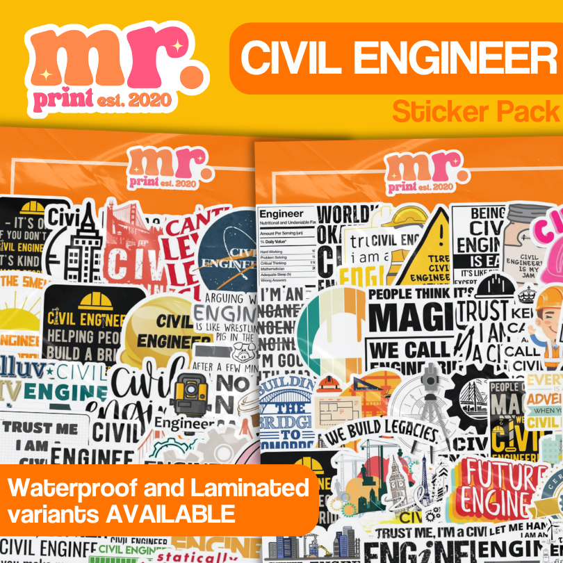 50 PCS| CIVIL ENGINEER STICKERS SCRAPBOOKING BULLET JOURNAL LUGGAGE ...
