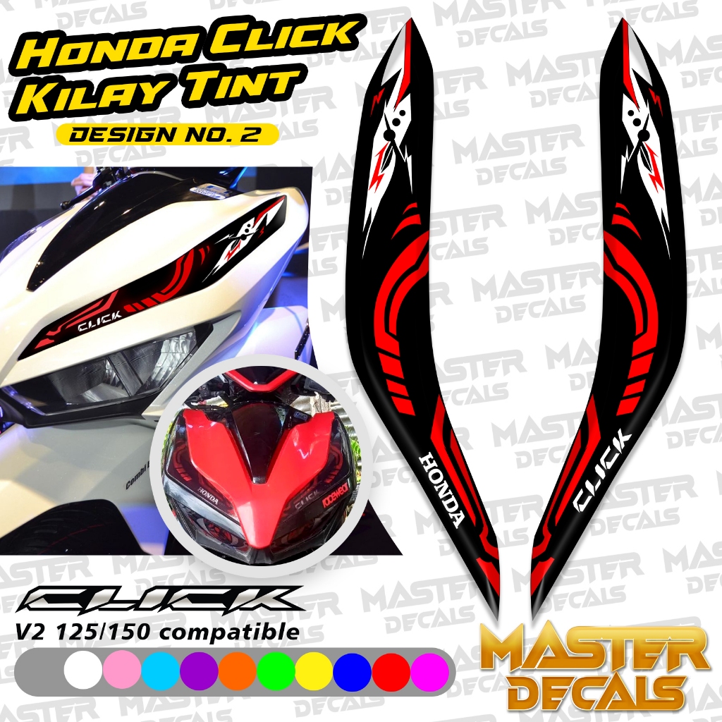 Honda Click v2 Kilay Printed Transparent Sticker Tint thunder design ...
