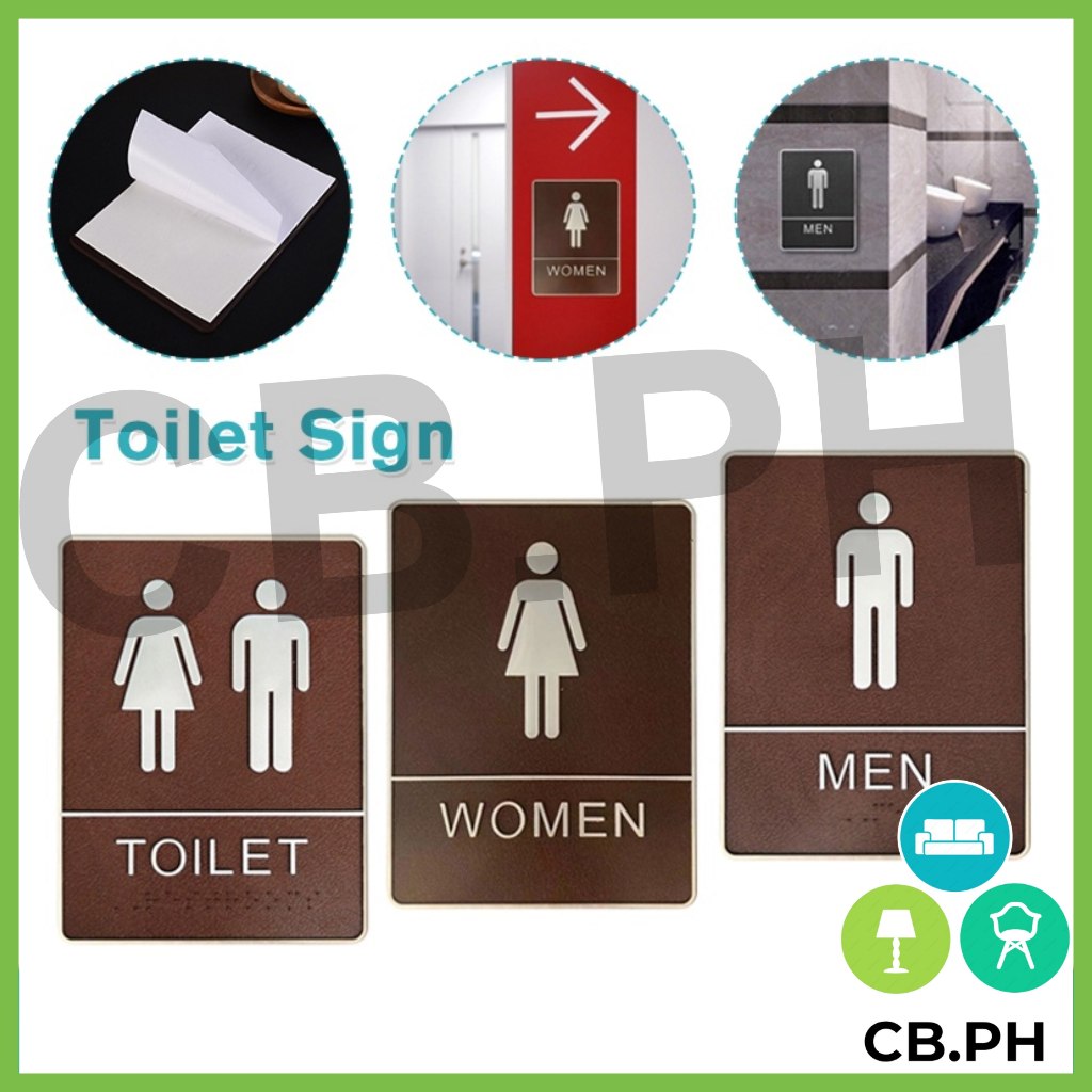 CB.PH Self Stick Restroom Gender Sign Plate Bathroom Door Adhesive Men ...