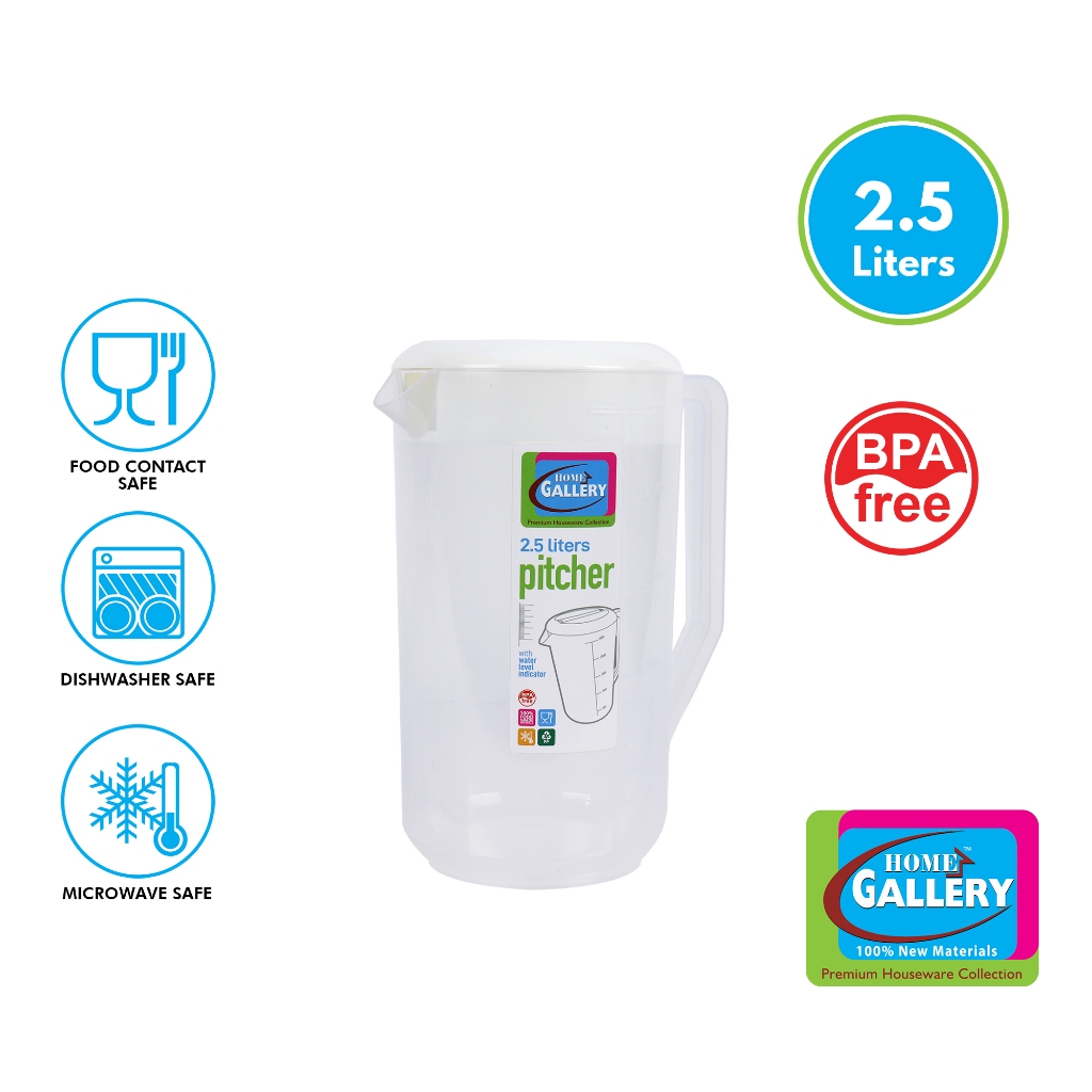 Home Gallery Water Pitcher 2.5L PP (Polypropylene) Lightweight HG-6501 ...