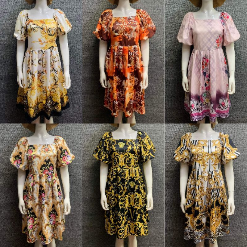 hermes Versace puff sleeve dress | Shopee Philippines