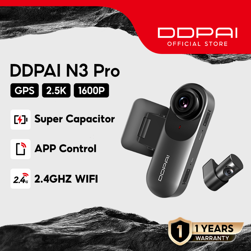 DDPAI Mola N3 Pro Dashcam 1600p 2K GPS QHD Night Vision 140° Dual Camera | Shopee Philippines