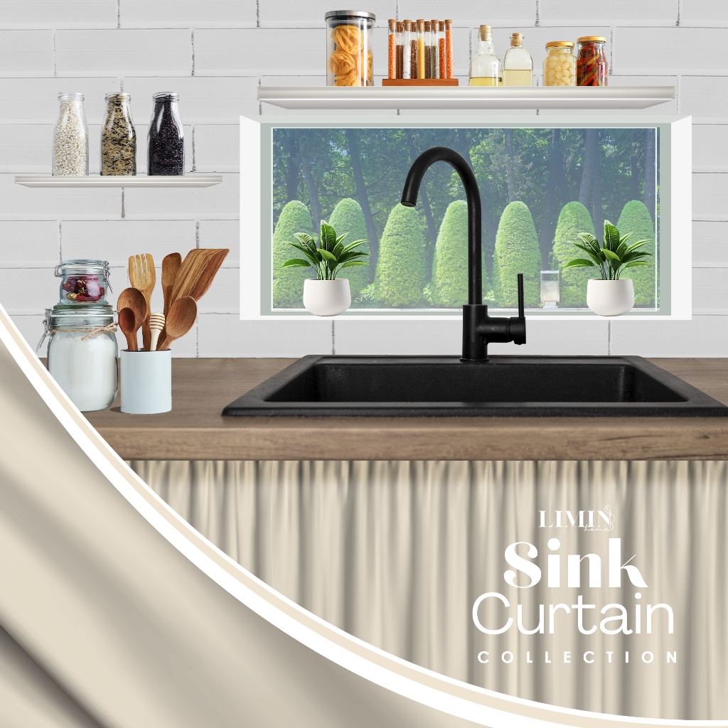 LIMIN Off White Kitchen Sink Lababo Curtain | Eye Window | Cabinet ...