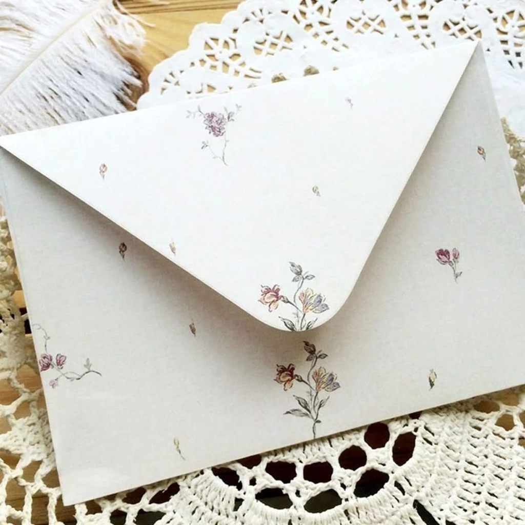 Paper Vintage Envelope 4R l Matte l with Small Flowers Designs | Shopee ...